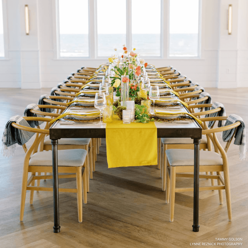8' x 42" White Wash Industrial Farm Table - PEAK Event Services