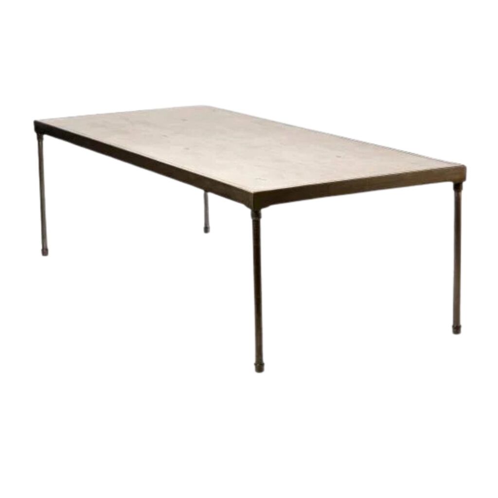 8' x 42" White Wash Industrial Farm Table - PEAK Event Services