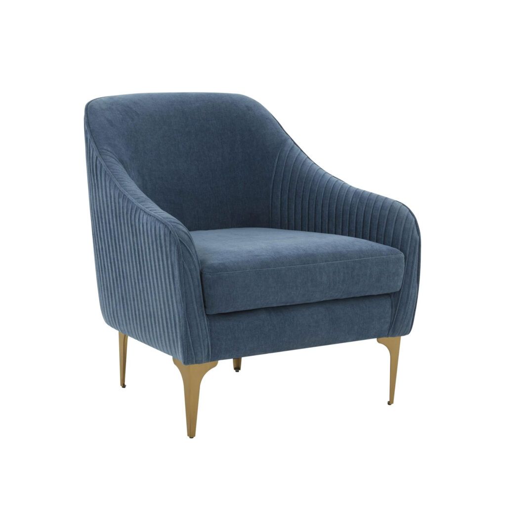 Ansel Velvet Slate Blue Side Chair - PEAK Event Services